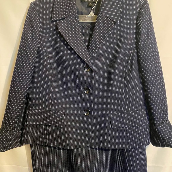 Kasper | Jackets & Coats | Kasper Navy Blue Blazer With White Dots ...